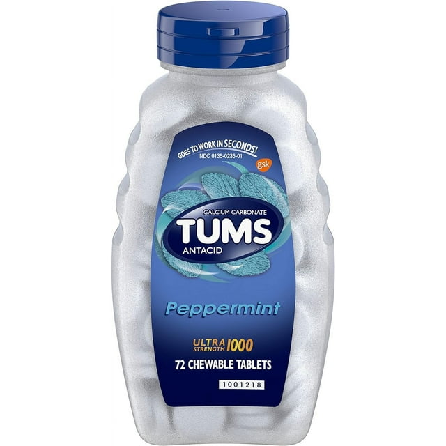 Tums Antacid Ultra Strength 1000, Peppermint Chewable Tablets, 72 Ea, 2 ...