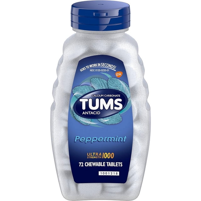 Tums Antacid Ultra Strength 1000, Peppermint Chewable Tablets, 72 Ea, 3 ...
