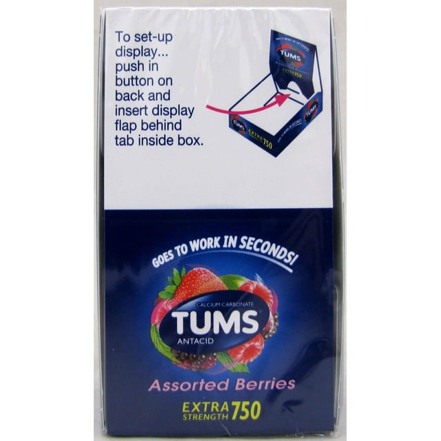 Tums Assorted Berries Extra Strength 750 Antacid Chewable Tablets For ...