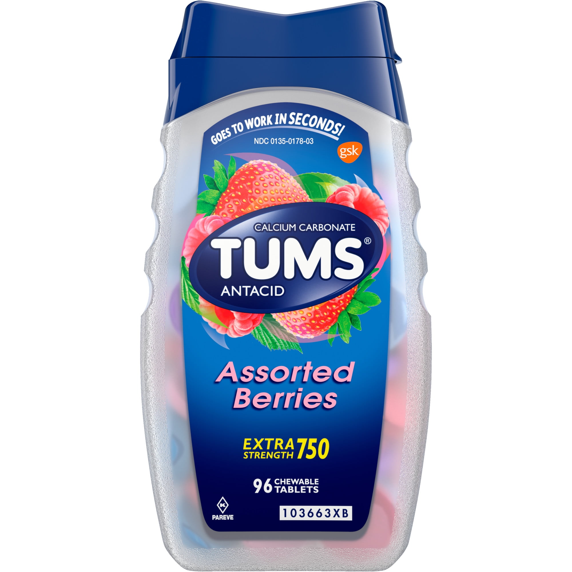 Tums Chewable Antacid Tablets for Extra Strength Heartburn Relief ...