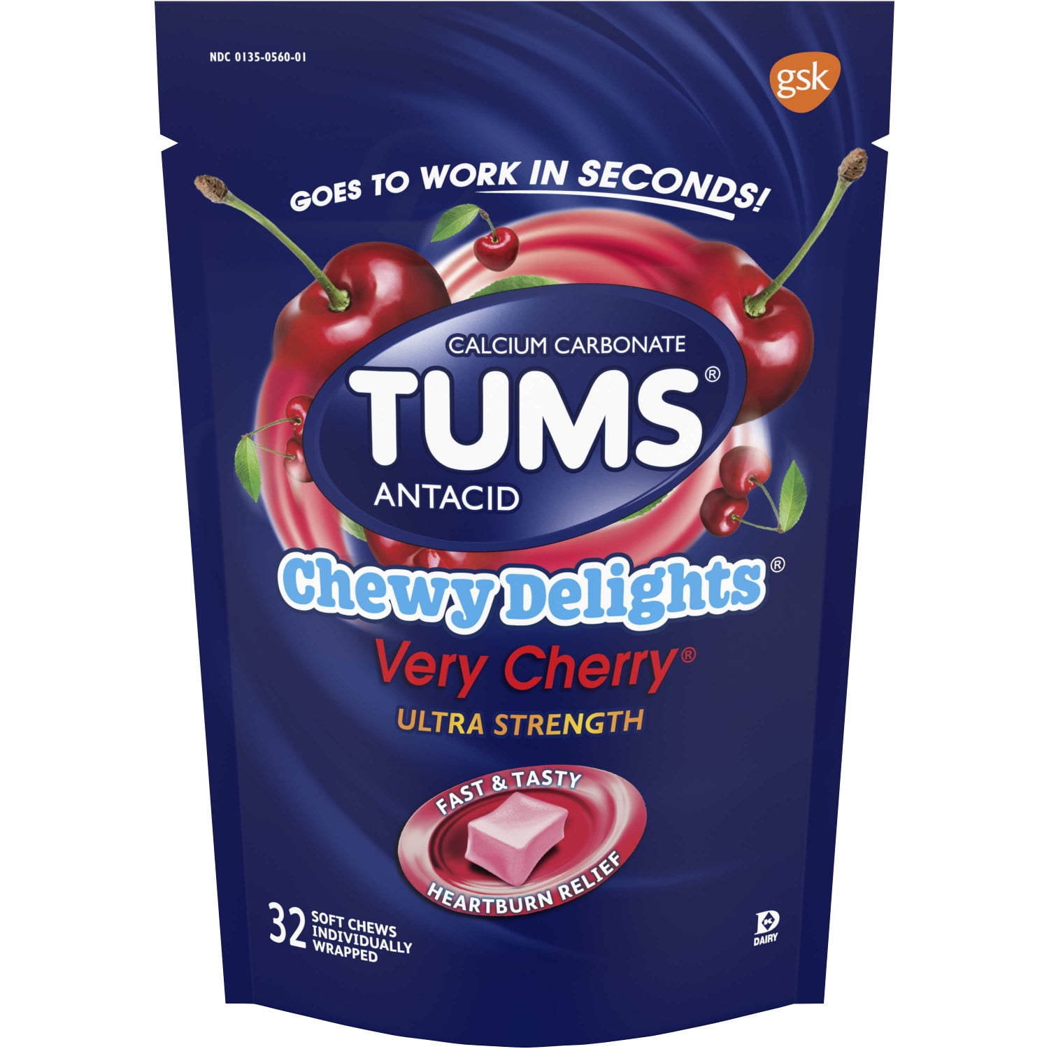 Tums Chewy Delights Ultra Strength Acid Reflux Medicine, Chewable ...