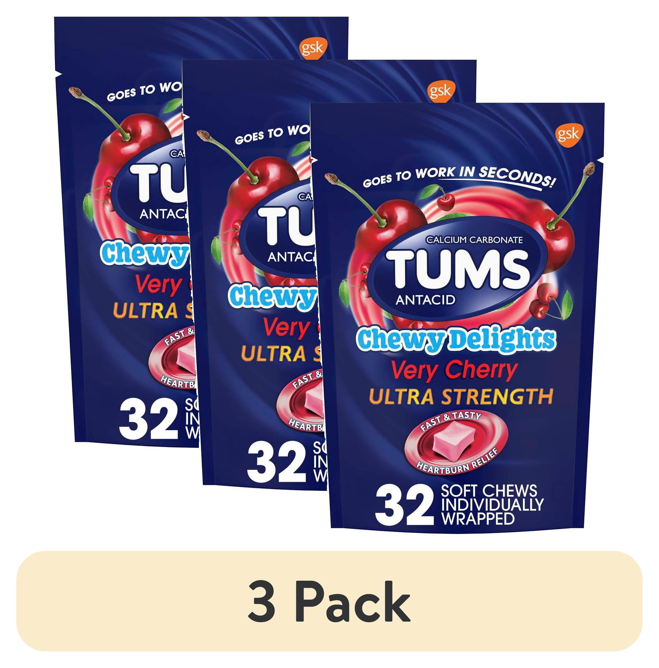 (3 pack) Tums Chewy Delights Ultra Strength Heartburn Relief Antacid ...