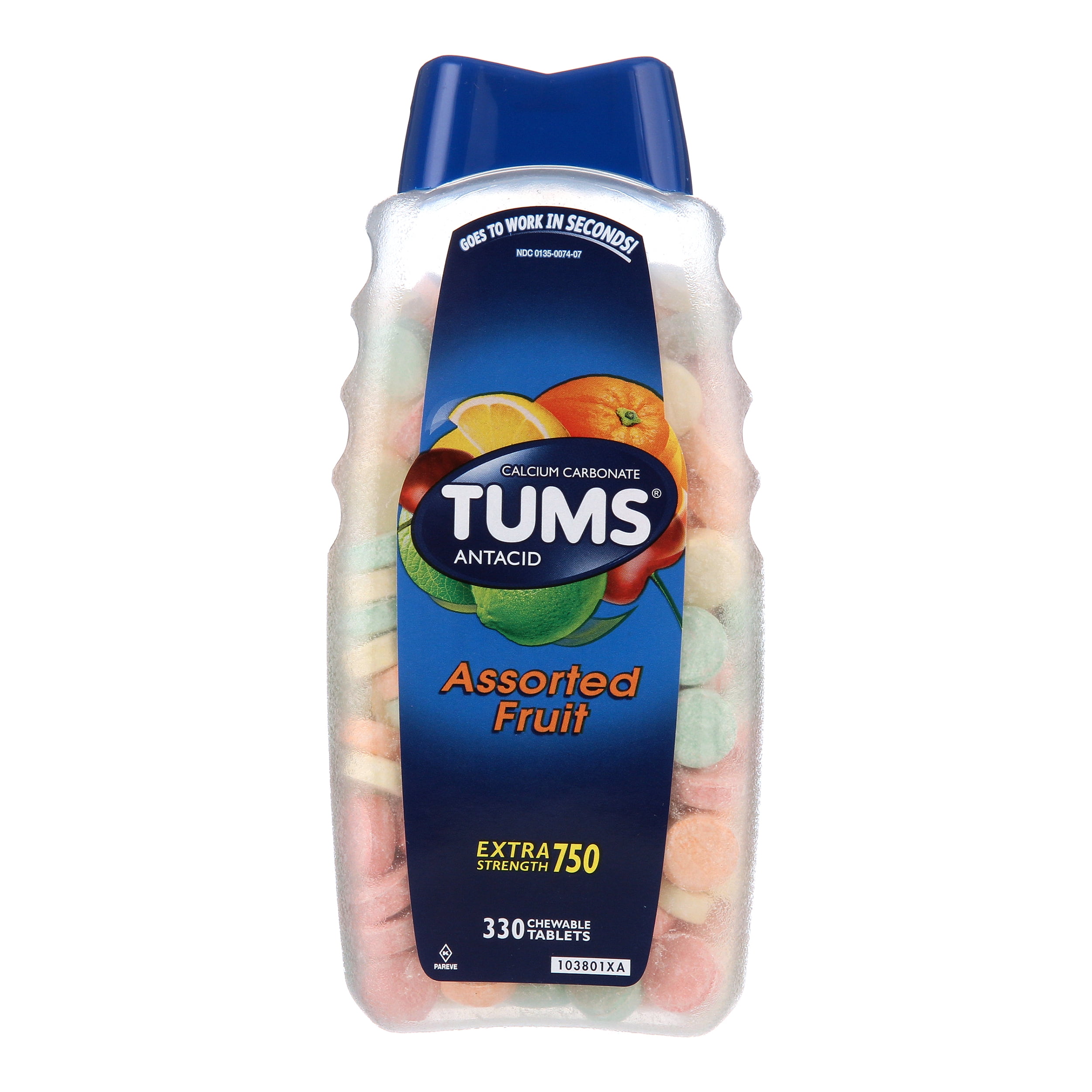 TUMS Extra Strength Chewable Antacid Tablets, Assorted Fruit, Quick ...