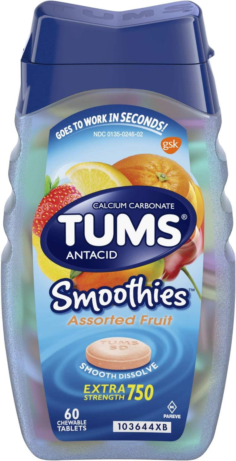 Tums Smooth Dissolve Chewable Tablets Assorted Fruit - 60 tablets ...