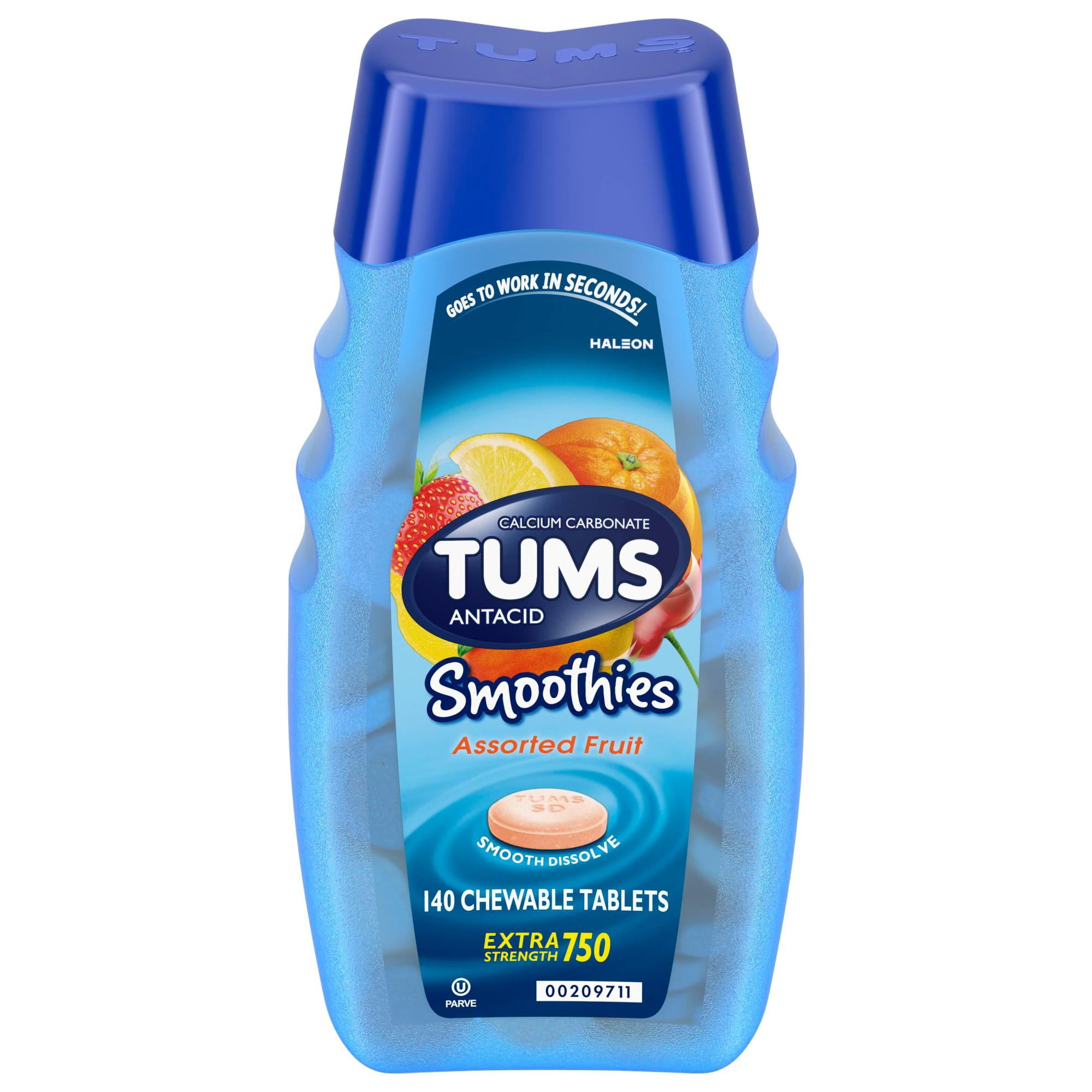 Tums Smoothies Extra Strength Heartburn Relief Chewable Antacid Tablets ...