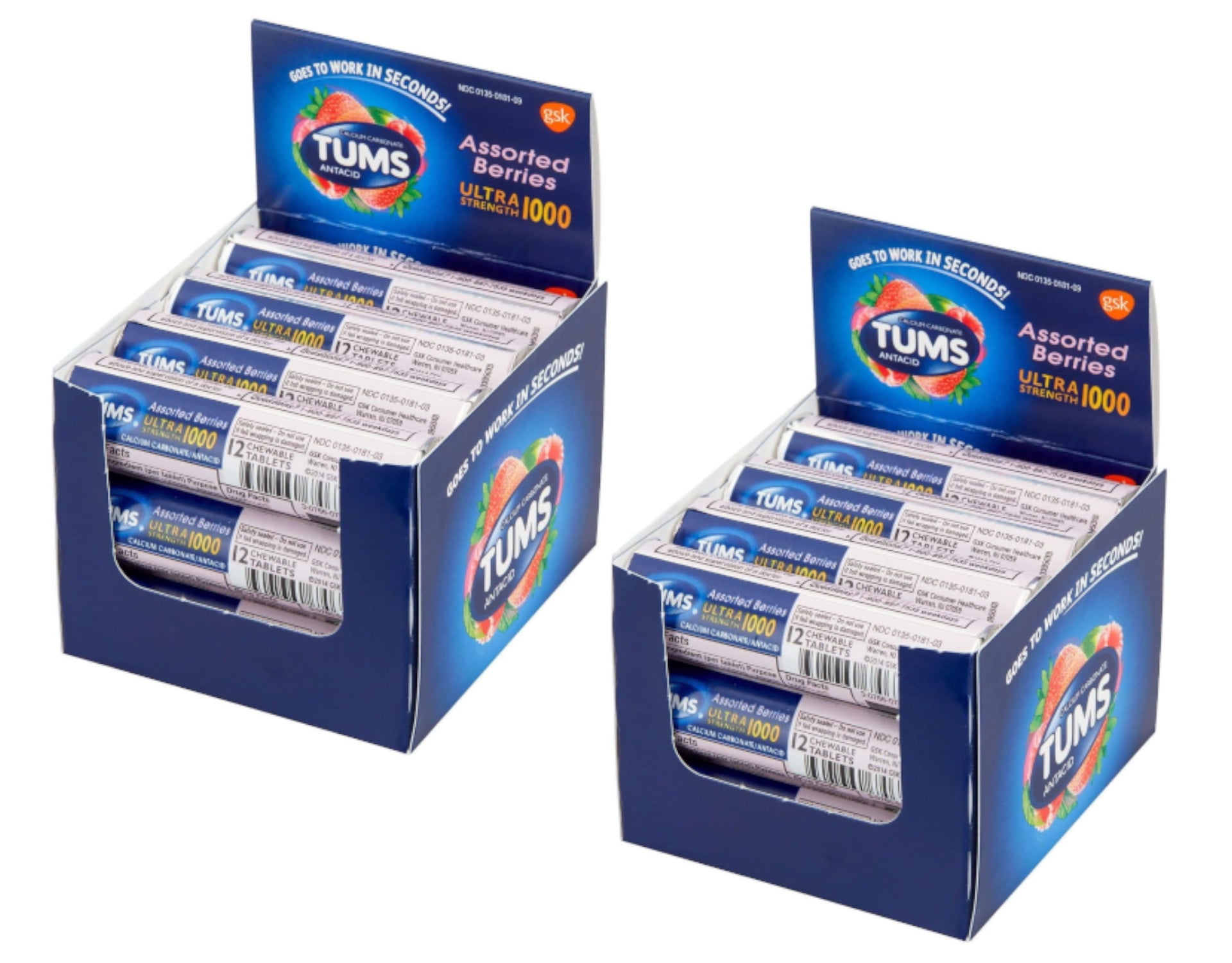 Tums Ultra 1000 Assorted Berries 12 Count x 12 Rolls (144 Count Each ...