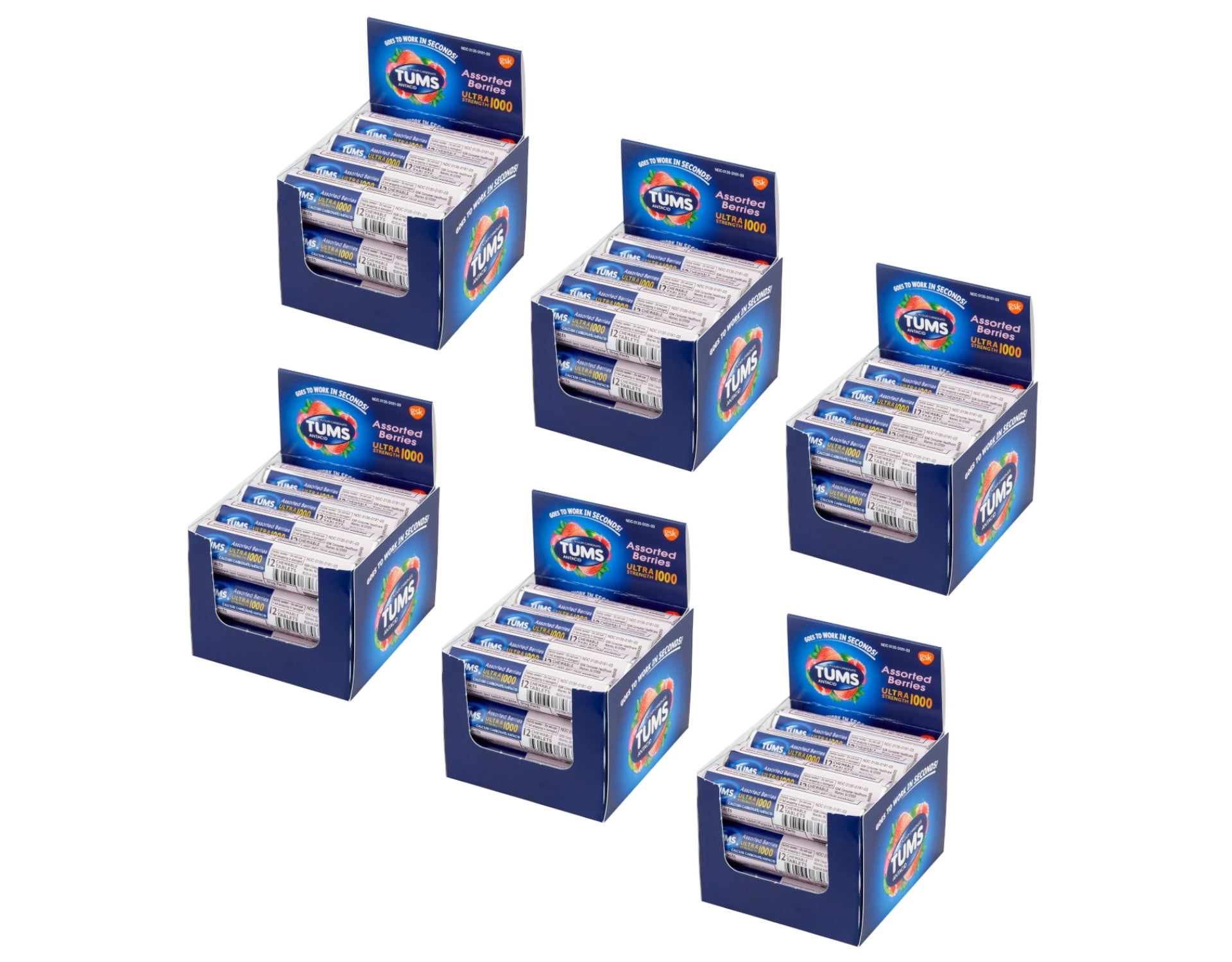 Tums Ultra 1000 Assorted Berries 12 Count x 12 Rolls (144 Count Each ...