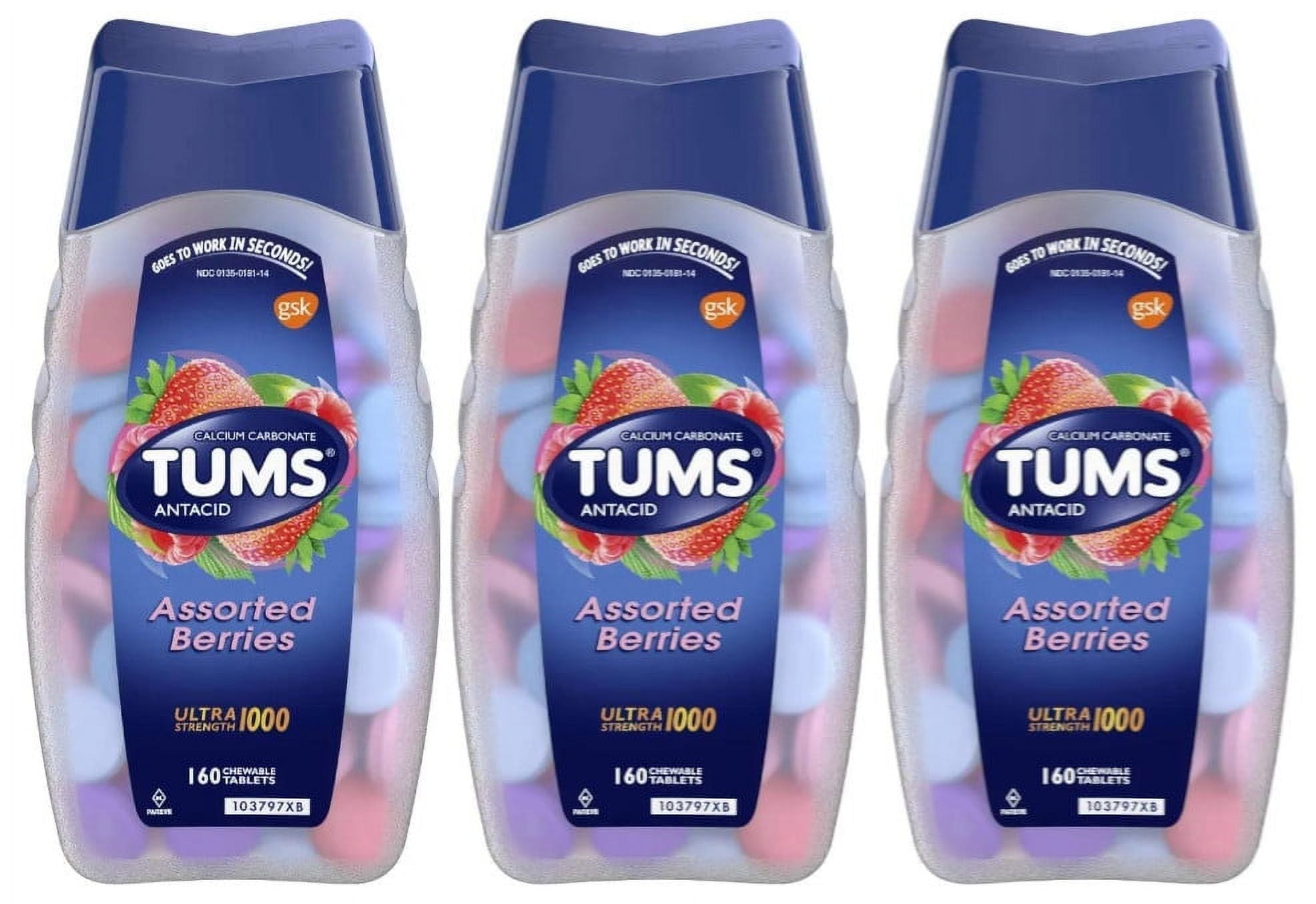 TUMS Ultra 1000 Heartburn Relief, Chewable Tablets, Assorted Berries ...