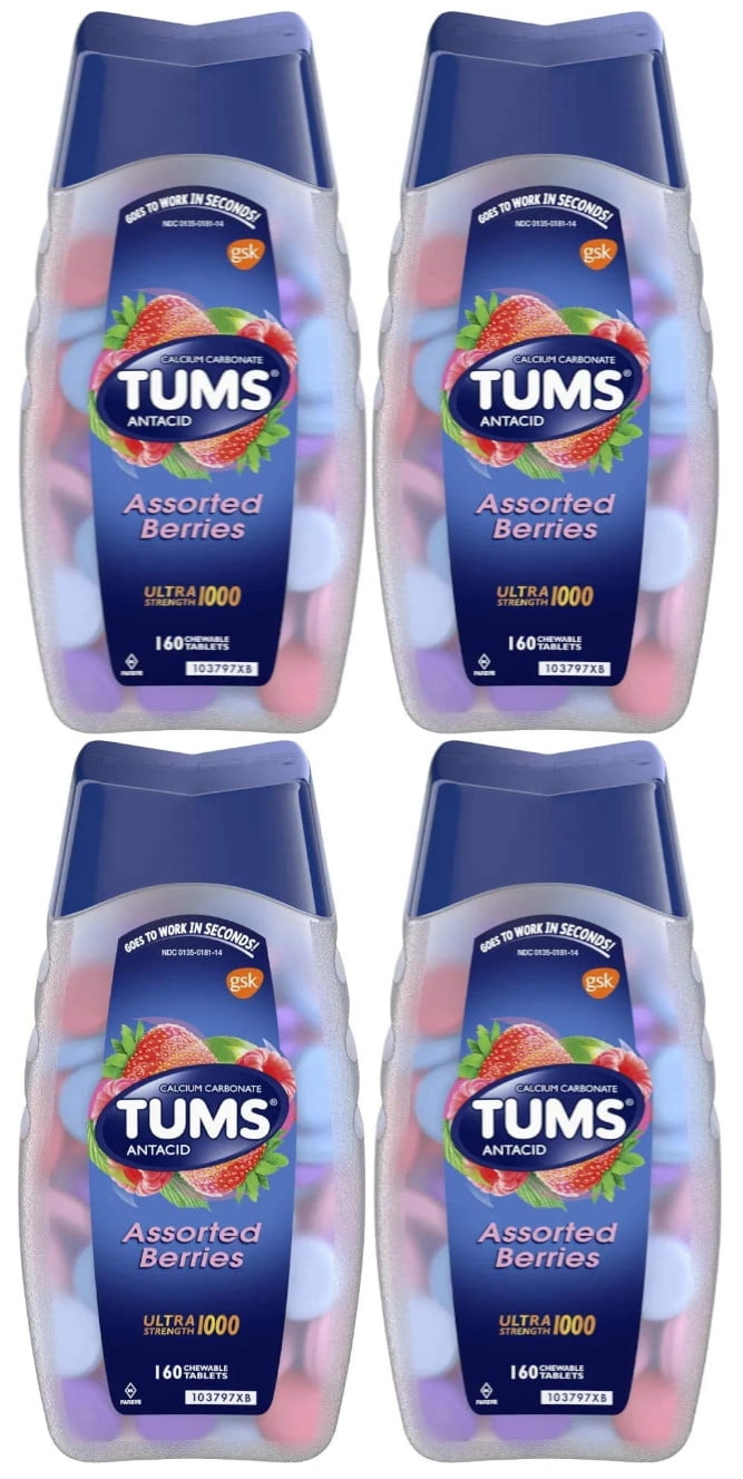 Tums Ultra Strength 10000 Assorted Berries Antacid, 160 Tablets (4 Pack ...