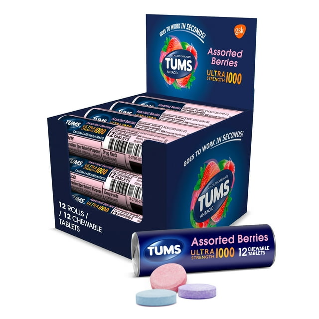 Tums Ultra Strength Chewable Antacid Tablets for Heartburn Relief ...