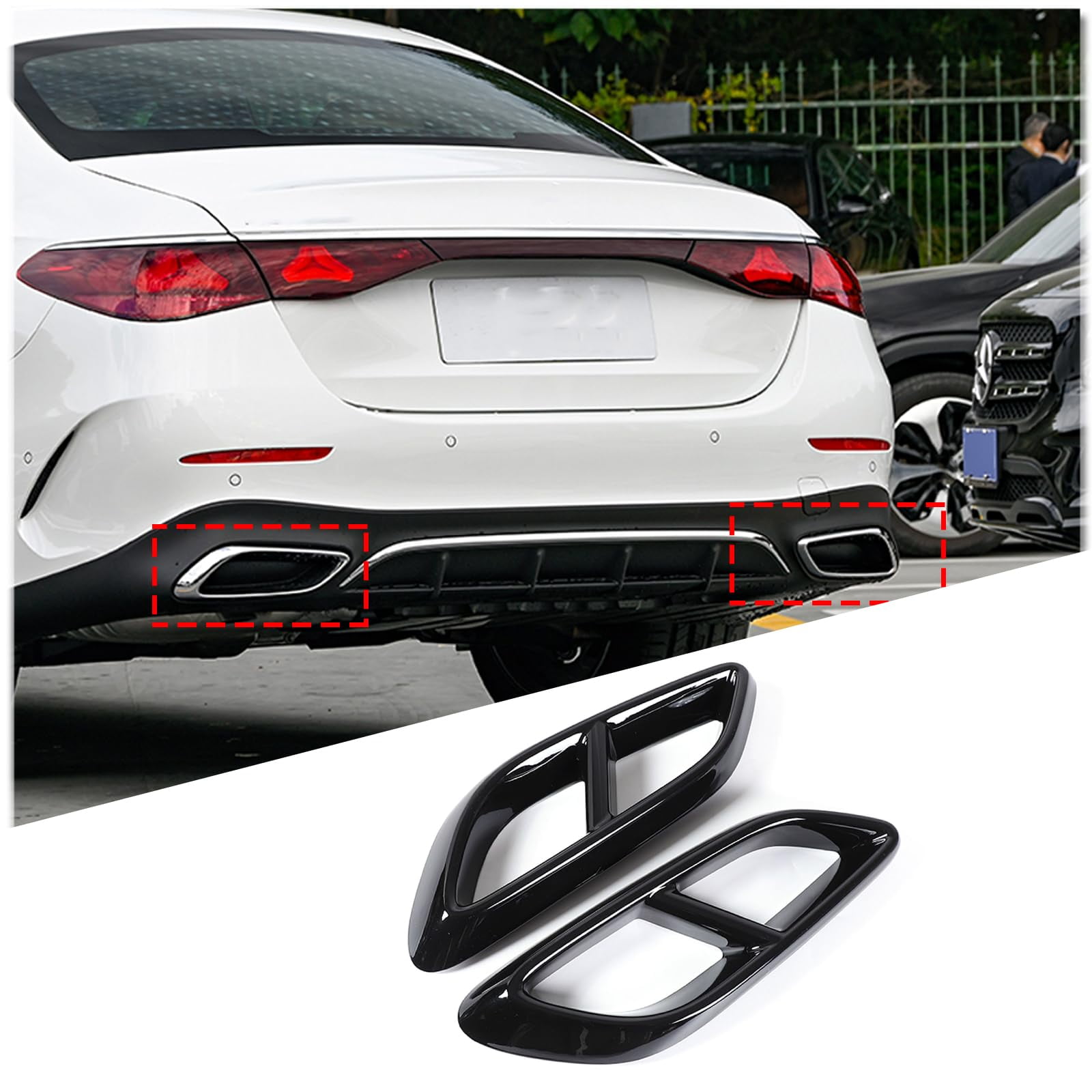 Tumukiw ABS Car Exhaust KEF16 Pipe Cover Compatible with Mercedes-Benz ...