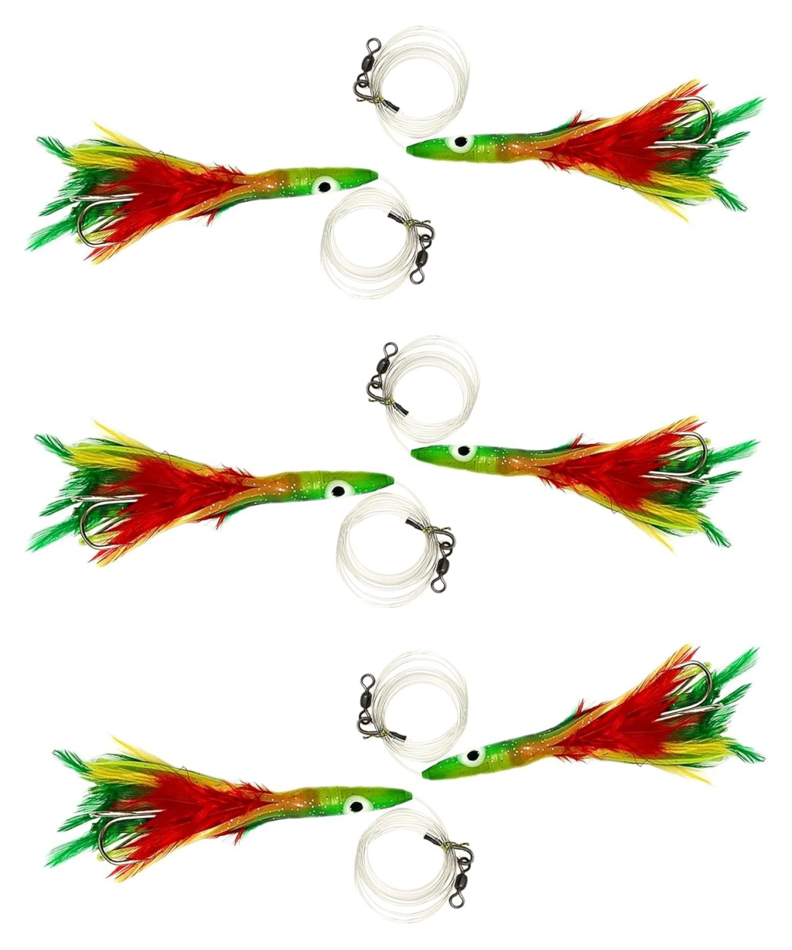 Tuna Clone Rigs 6", Mexican Flag, 6pcs - Saltwater Fishing Lures for ...