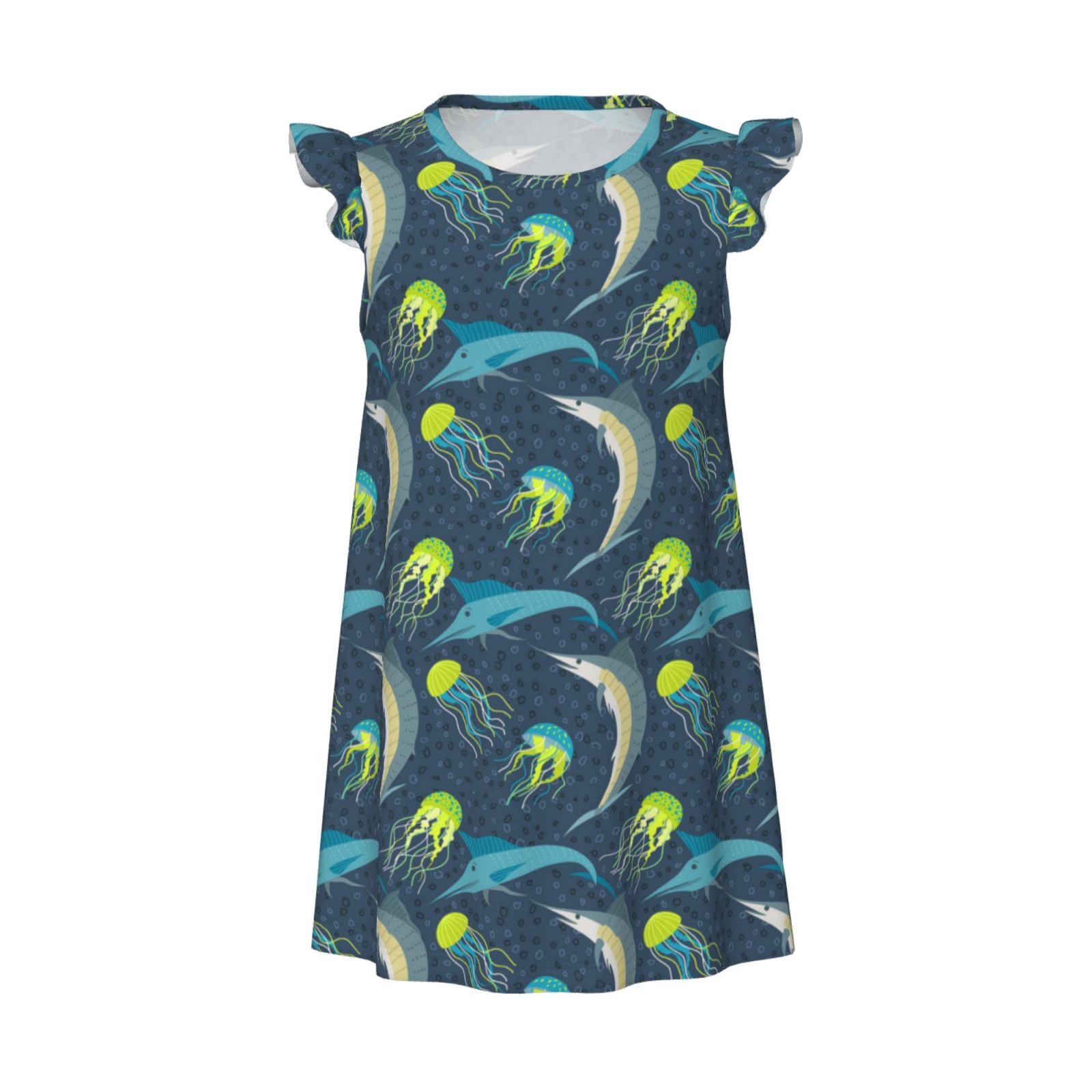 Tuna Fish Jellyfish Girls Nightgowns, Pajamas for Girls, Soft Flutter ...