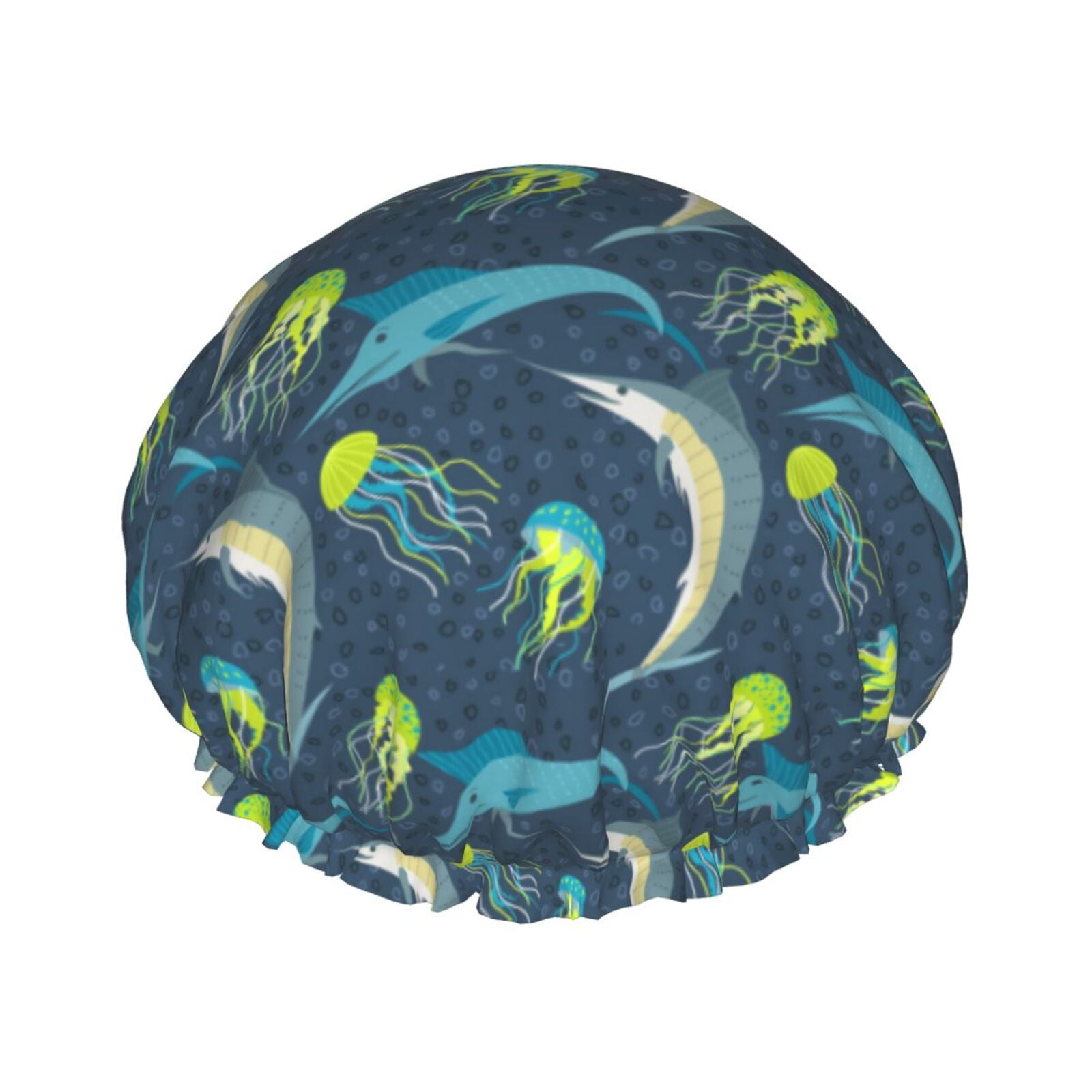 Tuna Fish Jellyfish Shower Cap, Reusable Bath Hair Hat for all Hair ...
