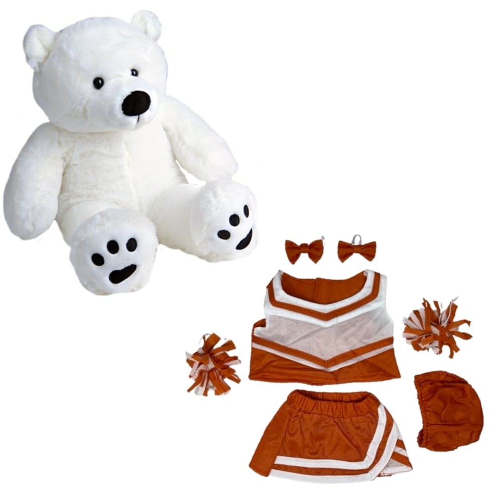 New Tundra the Polar Bear 8-Inch Plush Toy in Cheerleader Outfit - Comes with Top, Skirt, and 2 ...
