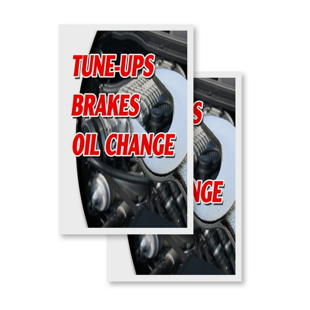 Tune Ups Brakes Oil Change (2-PACK) 24" x 36" Vinyl Decals | Sign ...