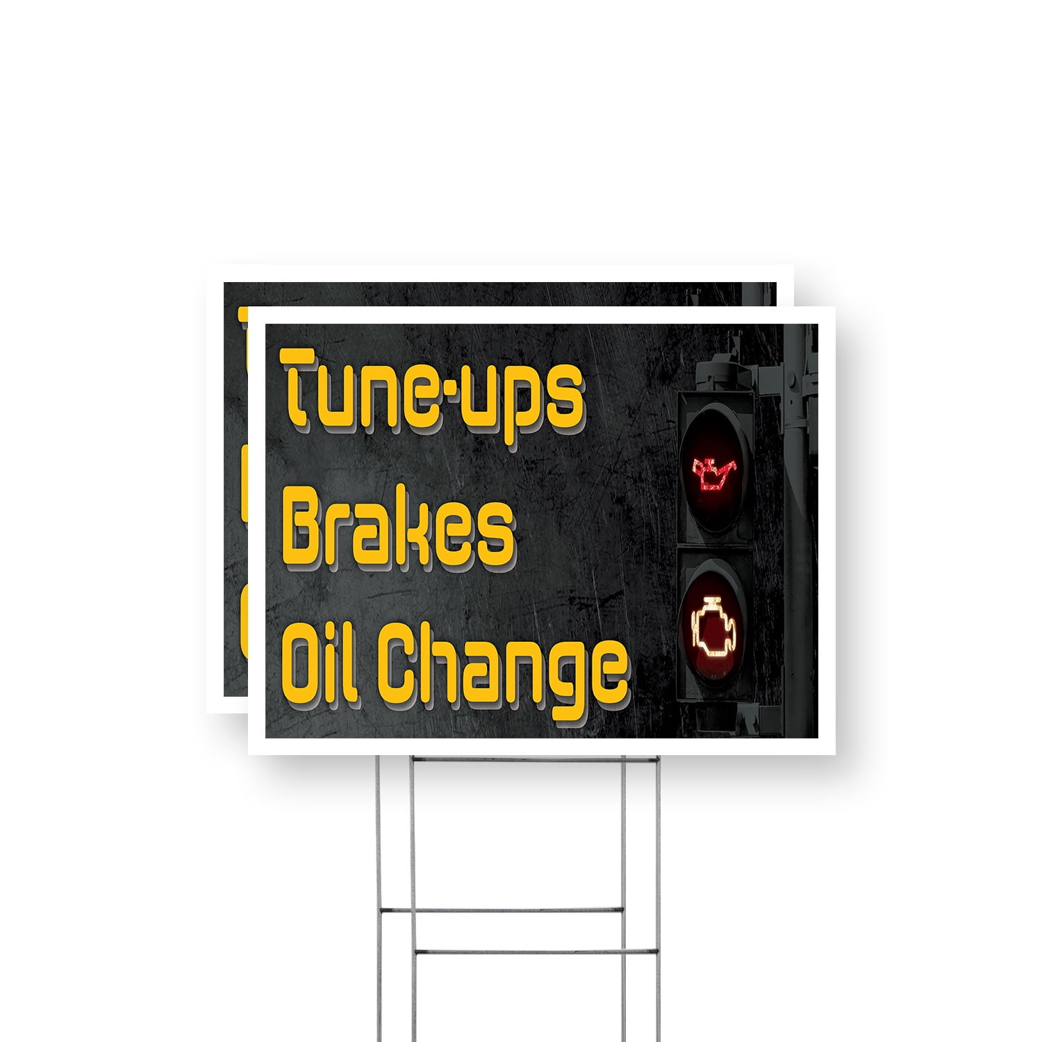 Tune Ups Brakes Oil Change Yard Sign 2 Pack of 12 Inch x 16 Inch Single ...