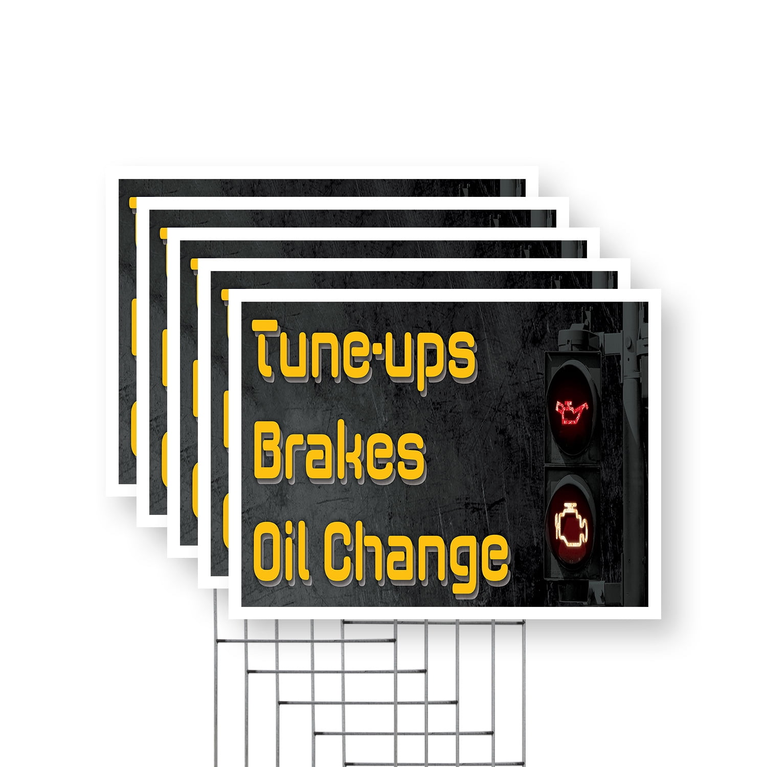 Tune Ups Brakes Oil Change Yard Sign 5 Pack of 12 Inch x 16 Inch Double ...