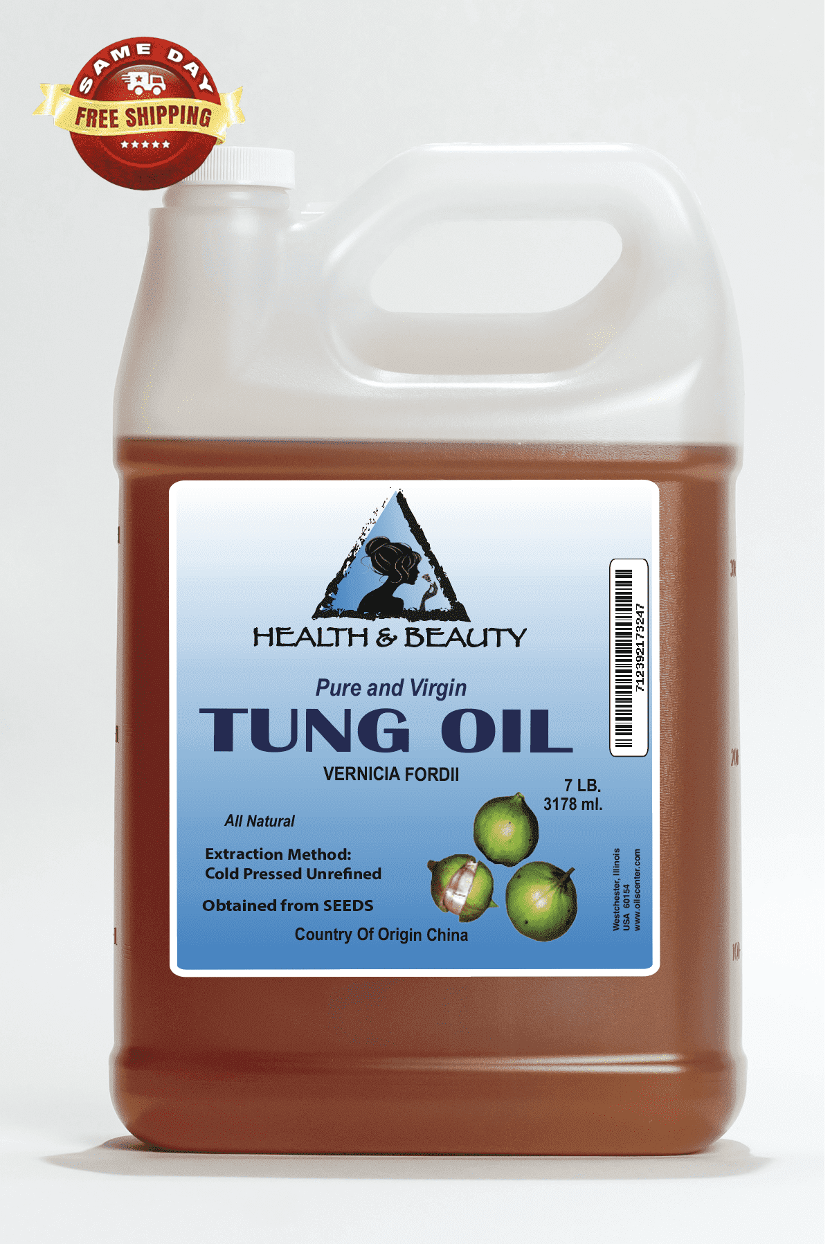 Tung Oil Unrefined Wood Finishing Organic H&B Oils Center Co. Pure 7 lb ...