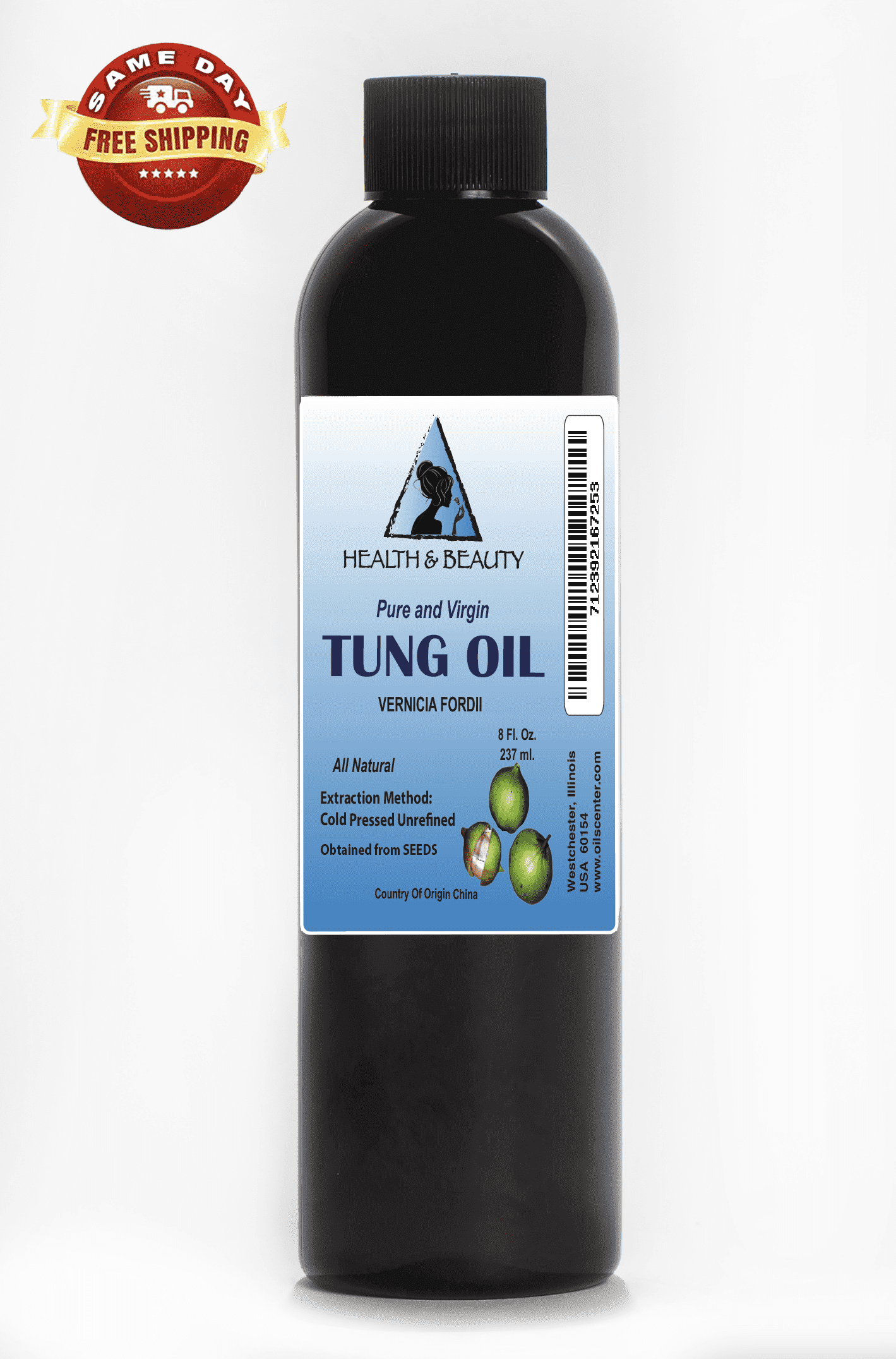 Tung Oil Unrefined Wood Finishing Organic H&B Oils Center Co. Pure 8 oz ...
