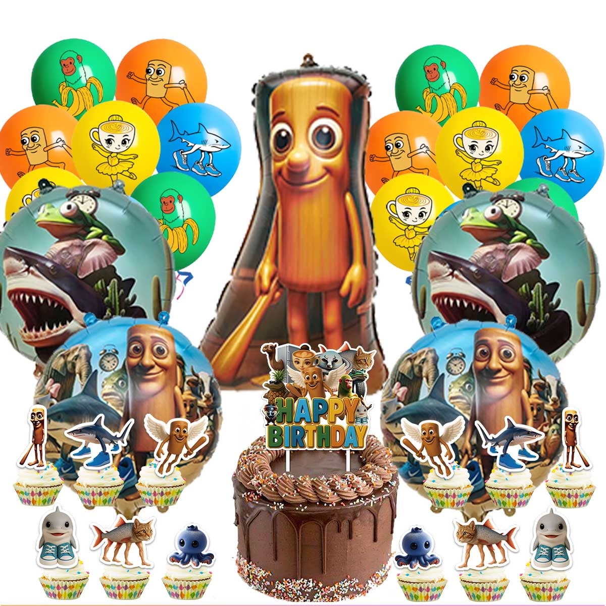 Tung Tung Sahur Party Supplies Balloons Cake Topper Birthday Set ...