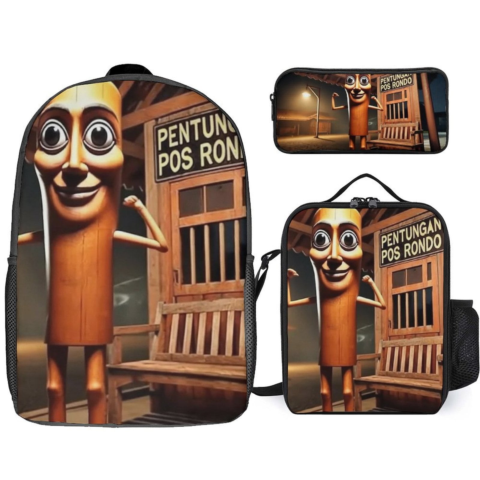 Tung Tung Tung Sahur Backpack Set with Lunch Bag and Pencil Case, 17 ...