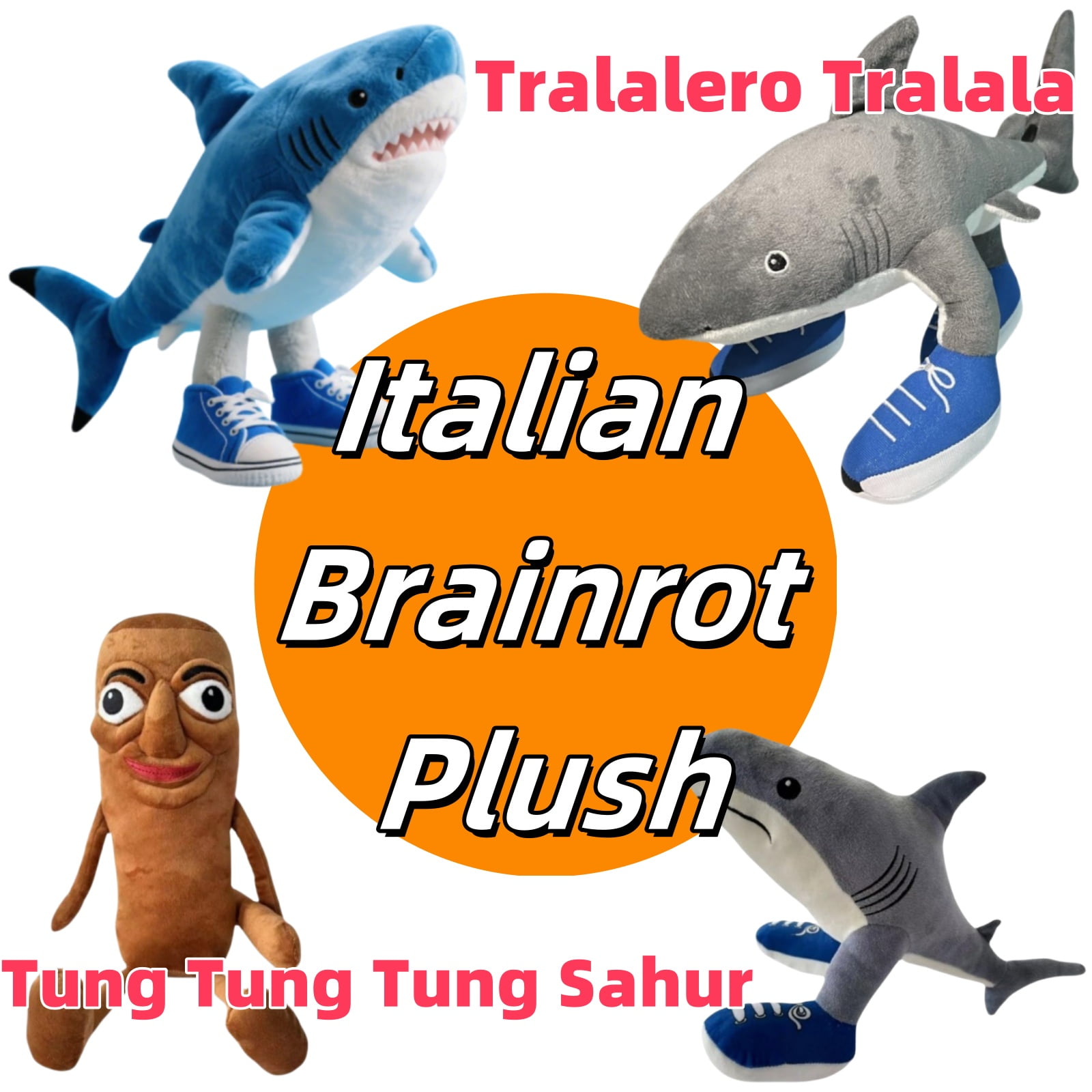 Tung Tung Tung Sahur Italian Brainrot Plush, 12" Tralalero Tralala ...