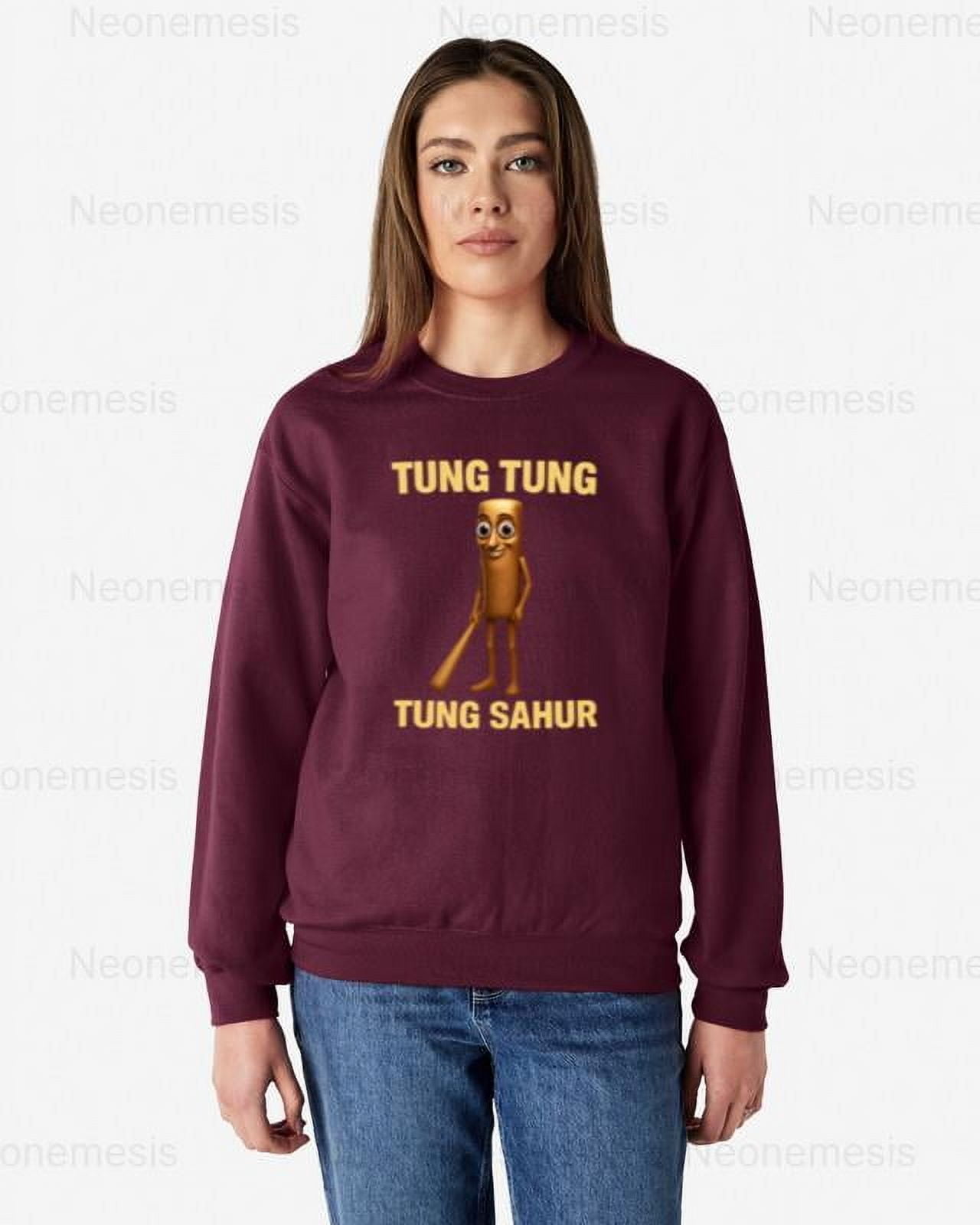 Tung Tung Tung Sahur John Pork Tim Cheese Funny Meme Ironic Sweatshirt ...