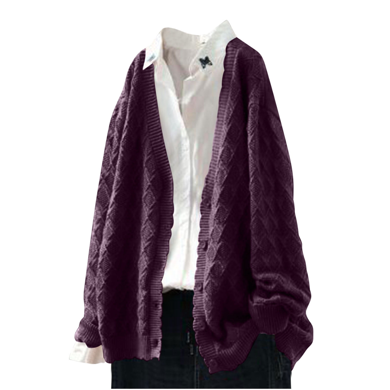 Tungbrin Cotton Cardigan Sweater for Women Long Sleeve Casual Knit ...