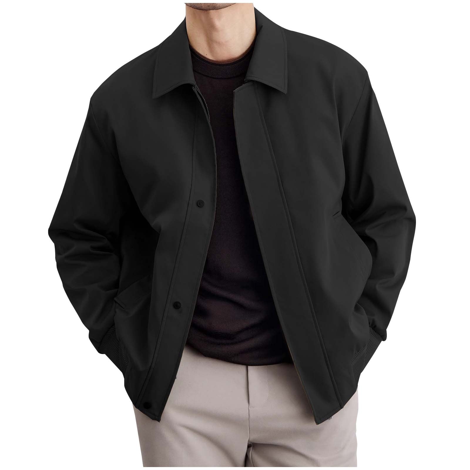 Tungbrin Jackets for Men Waterproof Long Sleeve Lapel Full Zipper ...