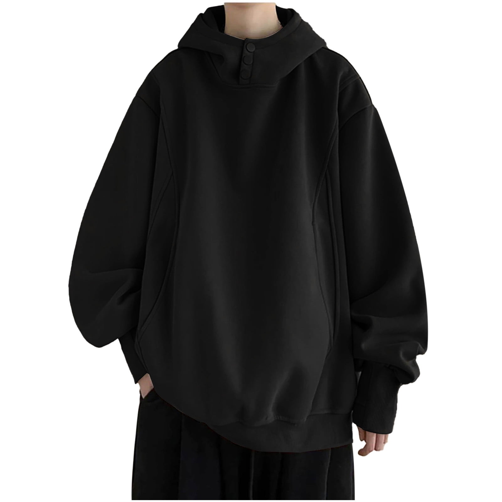 Tungbrin Mens Oversized Sweatshirts Baggy Long Sleeve Button Front ...