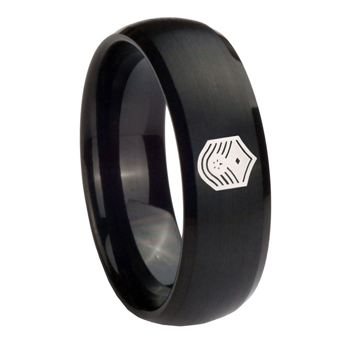 Tungsten Air Force Chief Master Sergeant 8mm Brushed Black Dome ...