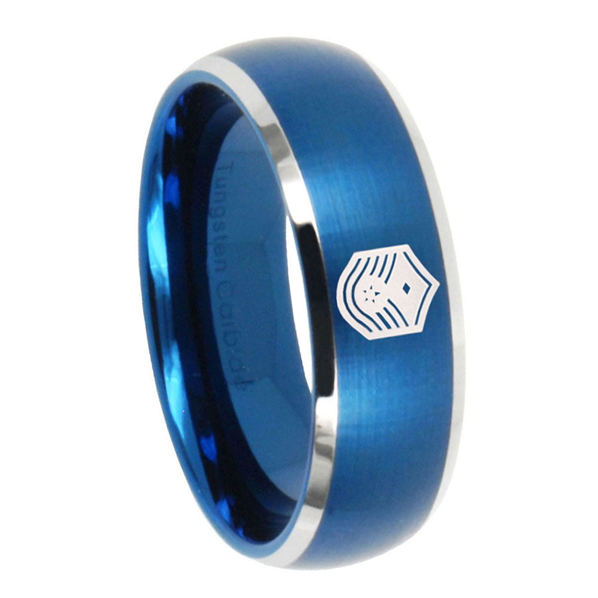 Tungsten Air Force Chief Master Sergeant 8mm Brushed Blue Two Tone Dome ...