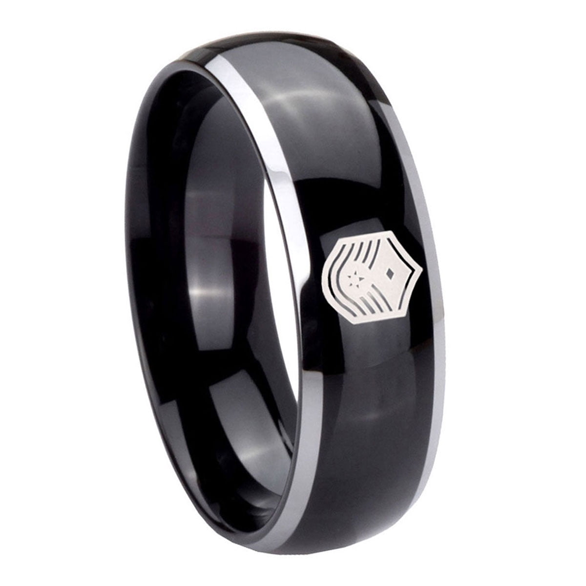 Tungsten Air Force Chief Master Sergeant 8mm Glossy Black 2 Tone Dome ...
