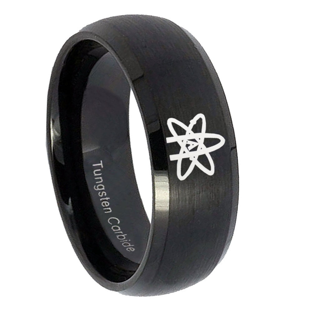 Tungsten American Atheist 8mm Brushed Black Dome Polished Men Ring ...