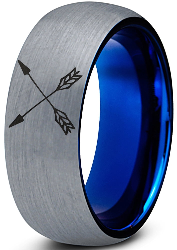 Tungsten Archery Bow Arrows Crossed Band Ring 8mm Men Women Comfort Fit ...