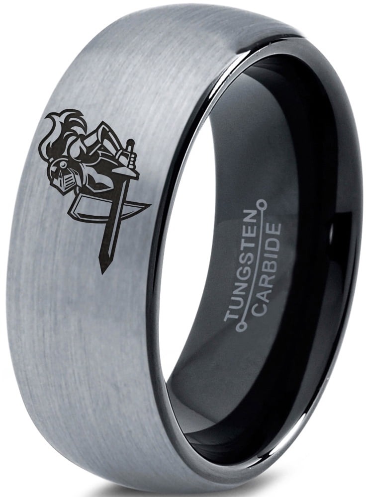 Tungsten Armor Shield Sword Knight Band Ring 8mm Men Women Comfort Fit ...