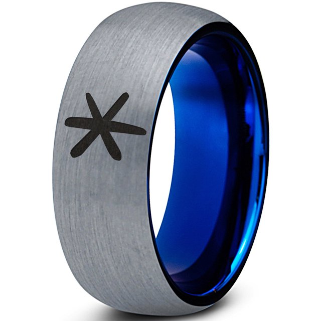 Tungsten Asterisk Star Symbol Glyph Band Ring 8mm Men Women Comfort Fit ...