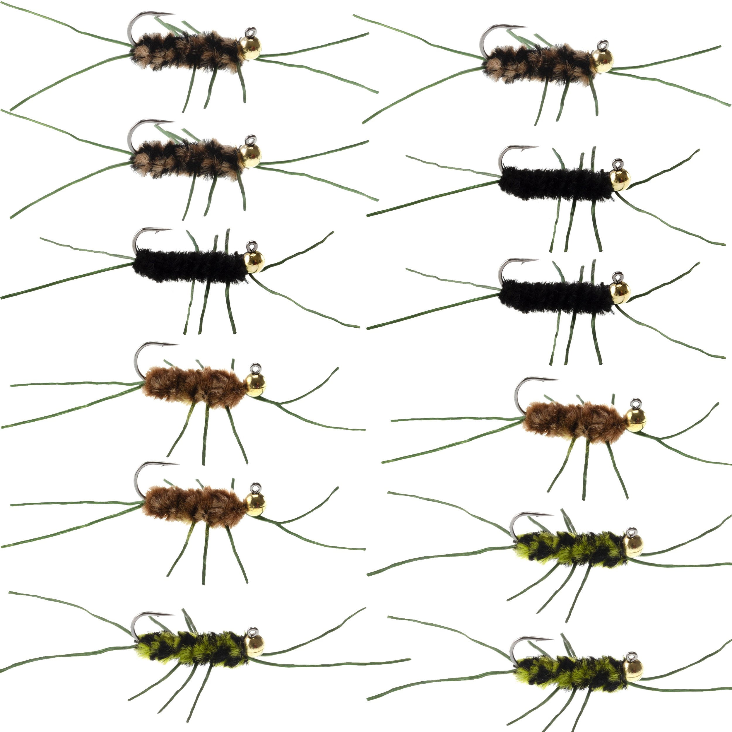 Tungsten Bead Jigged Pat's Rubber Legs Nymph Assortment Euro Fly ...