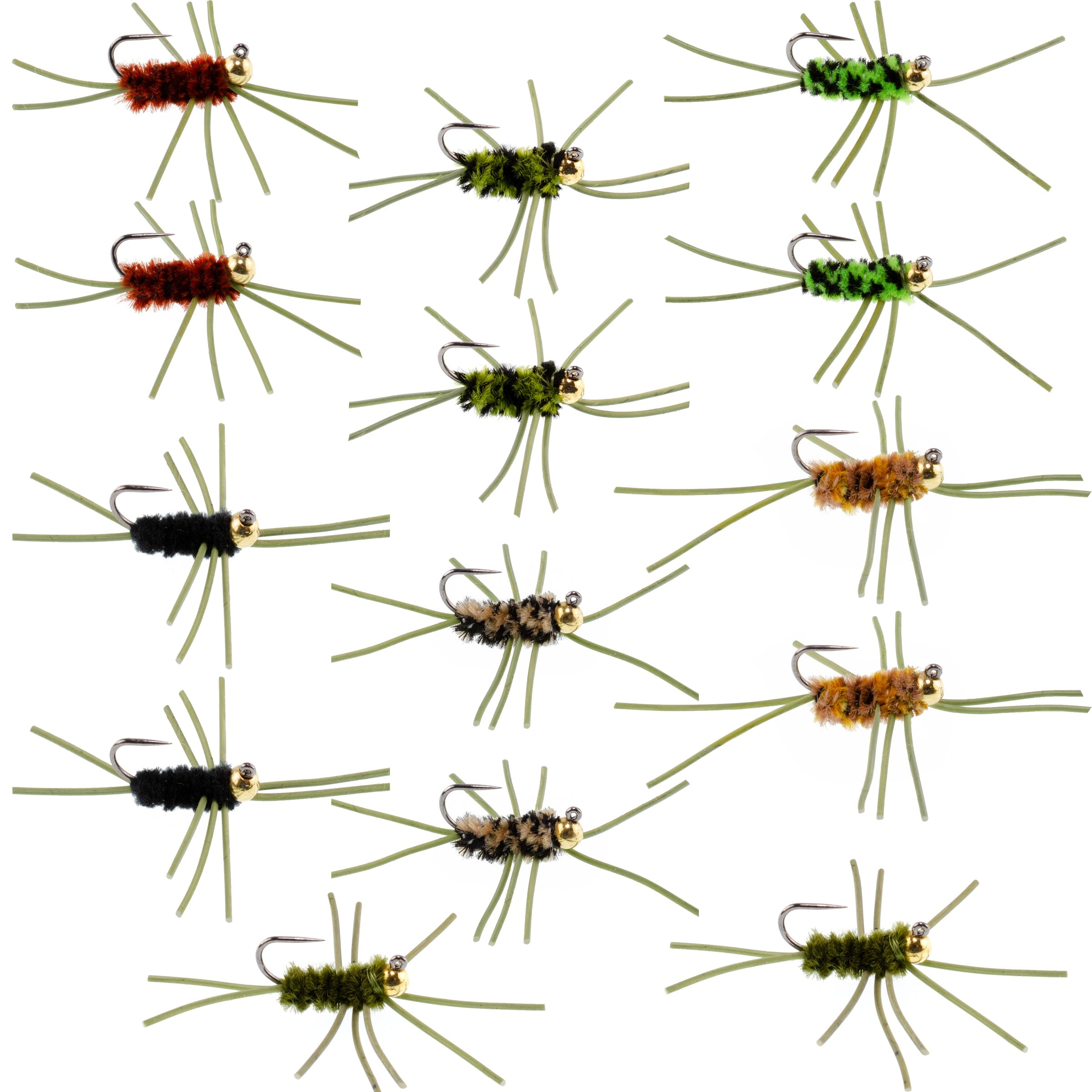 Tungsten Bead Jigged Pat's Rubber Legs Nymph Assortment Fly Fishing ...
