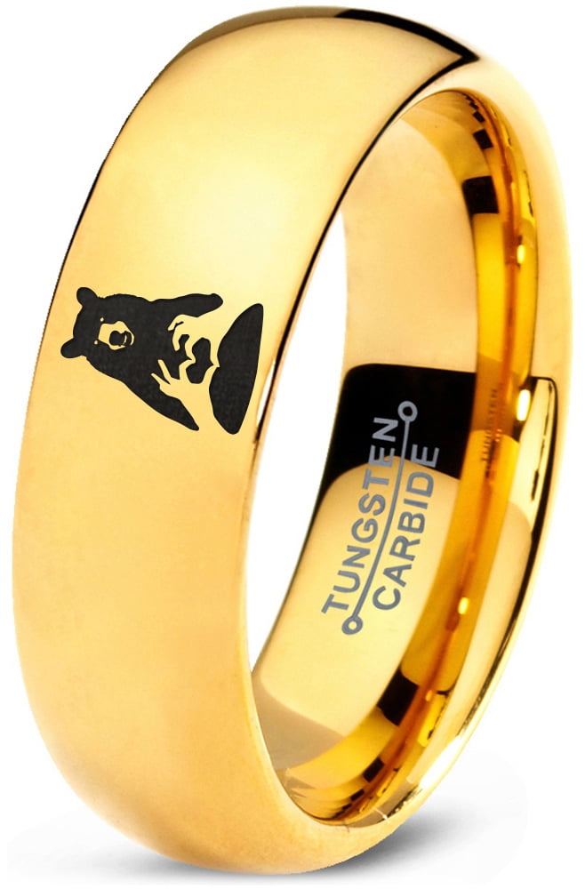 Tungsten Bear Outdoor Wilderness Heart Emoji Hand Band Ring 7mm Men ...