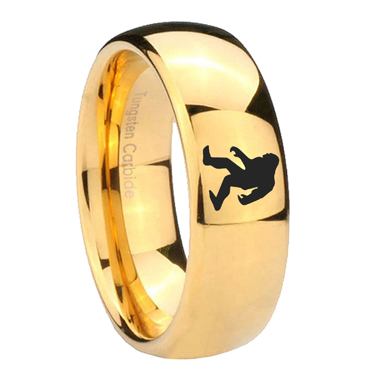 Tungsten Bigfoot 8mm Glossy Gold Plated Dome Polished Men Ring ...