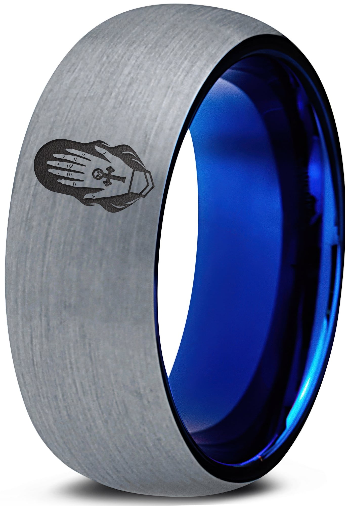 Tungsten Birthday Blue Band Ring Gamer Custom Jewelry Engraving 1st ...