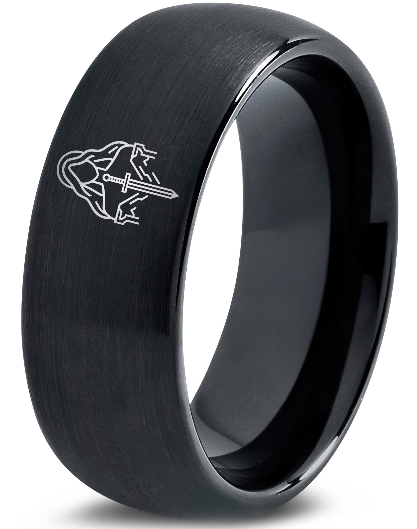 Gamer Metallic Black Minimalist Tungsten Ring Set Birthday Girl Dome ...