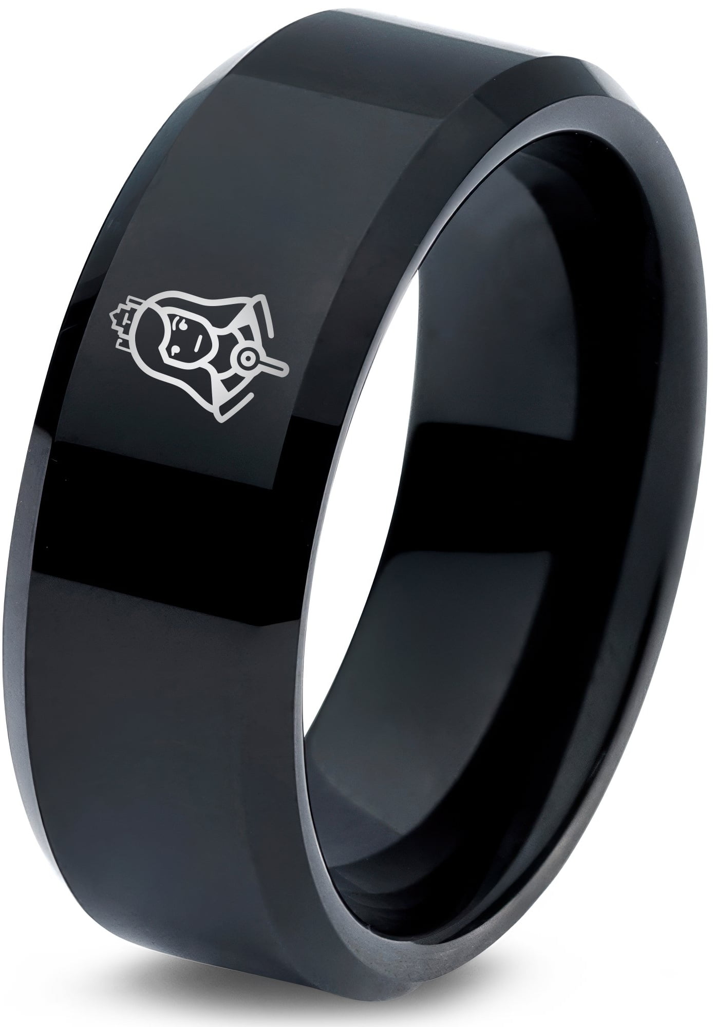 Gamer Engagement Ring Tungsten Metallic Black Couple Gift 21st Birthday ...