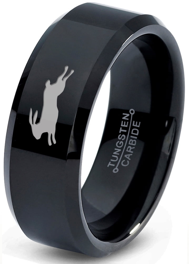 Tungsten Bunny Rabbit Running Hare Band Ring 8mm Men Women Comfort Fit ...