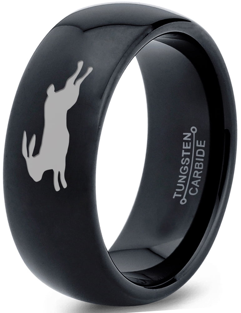 Tungsten Bunny Rabbit Running Hare Band Ring 8mm Men Women Comfort Fit ...