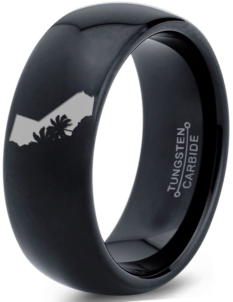 Tungsten California The Golden State Palm Trees Band Ring 8mm Men Women ...