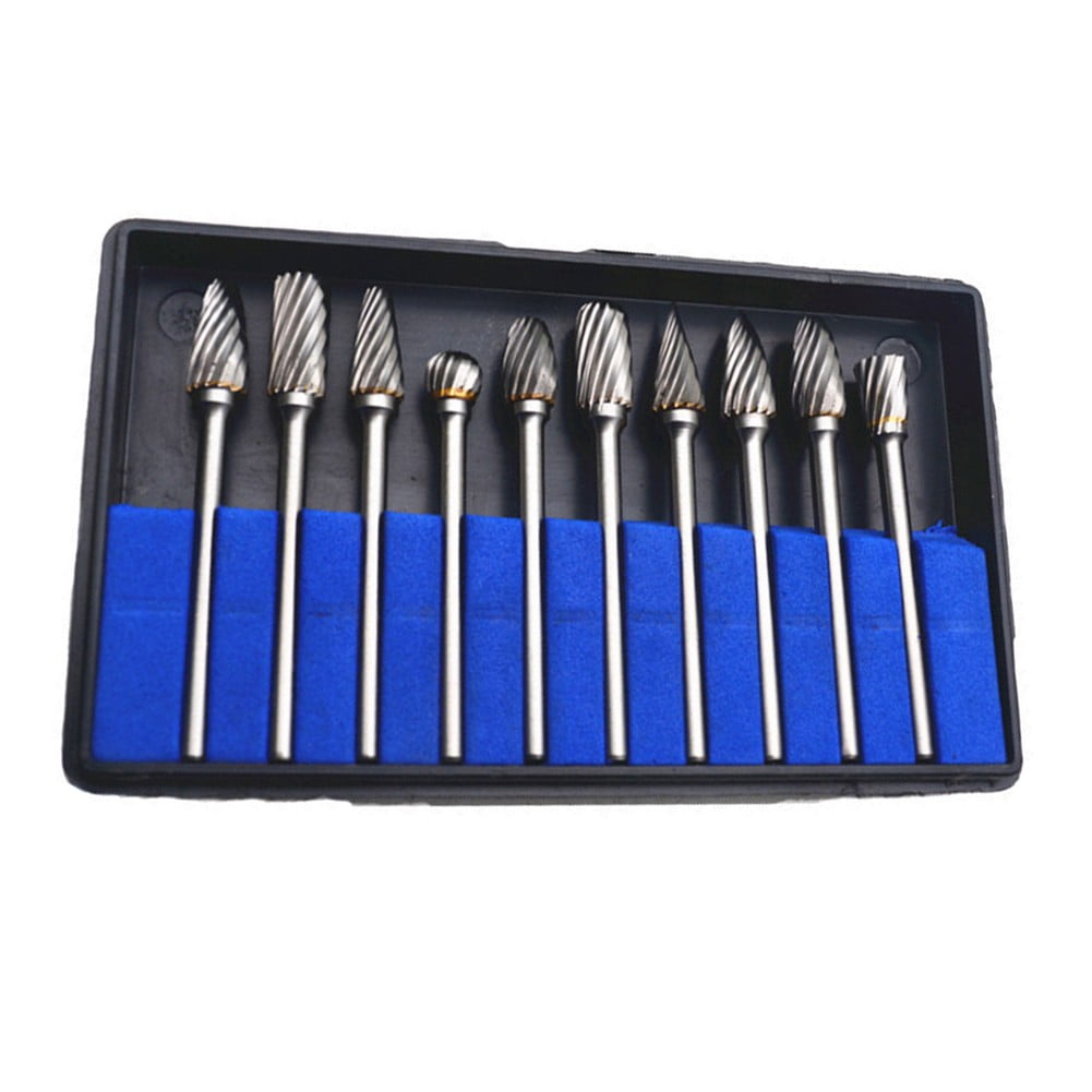 Tungsten Carbide Burr Set 1/8"Shank 10Pcs Die Grinder Rotary Tool Rasp ...