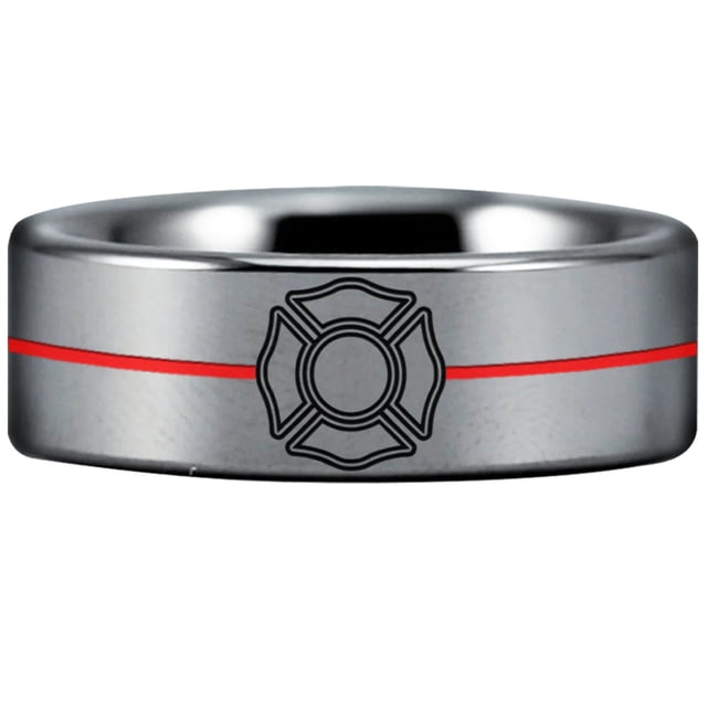 Tungsten Carbide Firefighter Red Line Ring - Walmart Business Supplies